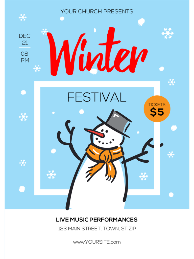 Winter Snowman Festival Flyer - Progressive Church Media